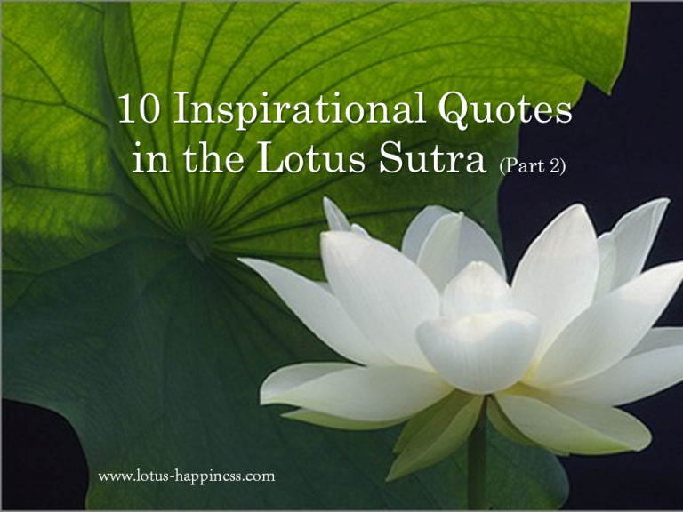 10 Inspirational Quotes in the Lotus Sutra (Part 2) - Lotus Happiness
